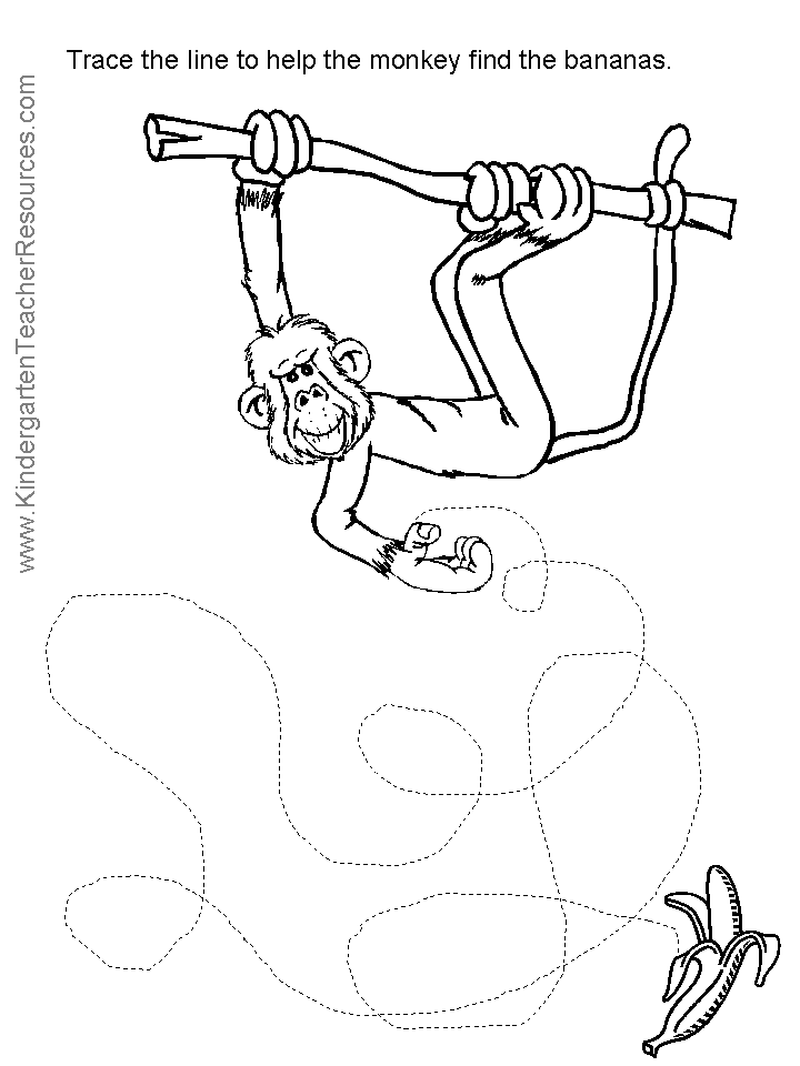 Monkey Worksheets and Coloring Pages
