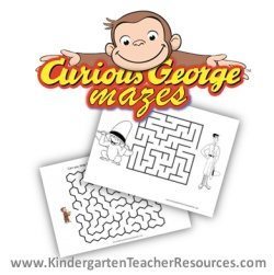 Kindergarten Worksheets with Curious George