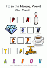 Missing Short Vowel Worksheets