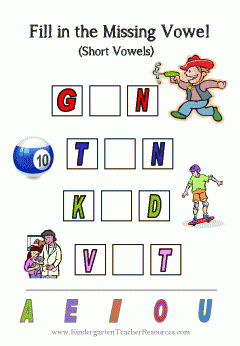 Missing Short Vowel Worksheets