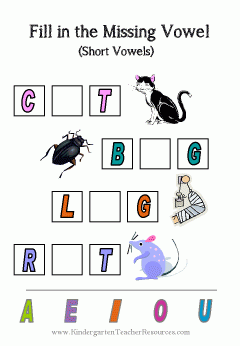 Missing Short Vowel Worksheets