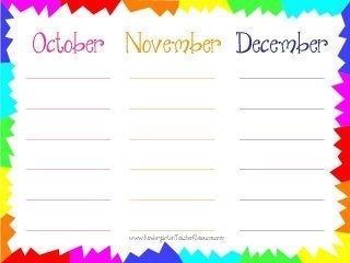Printable Classroom Calendars